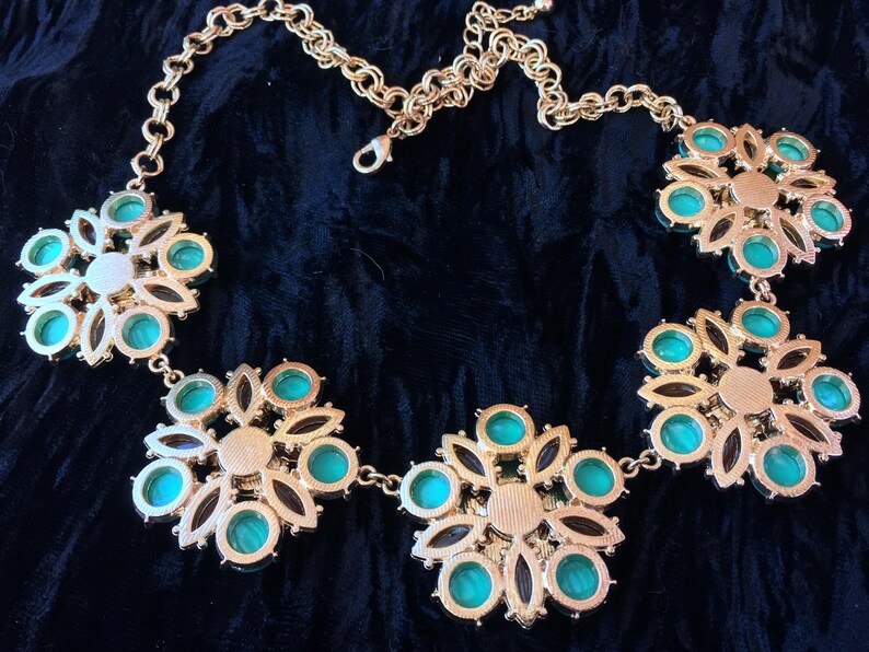 Adjustable Green and Brown Flower Necklace on Golden Chain - Etsy