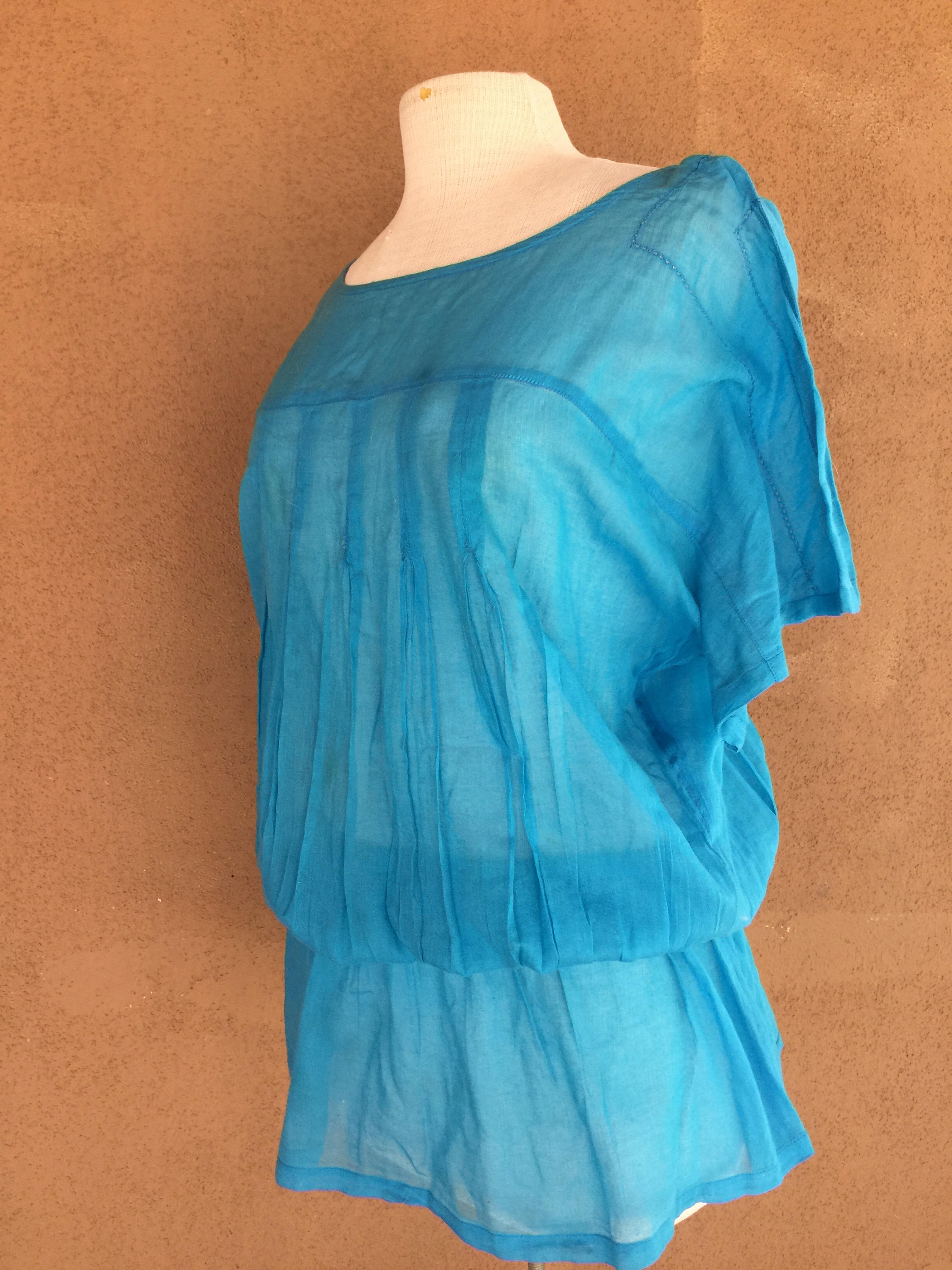 Sheer Sky Blue Blouse/tunic/mini Dress With Short Sleeves - Etsy