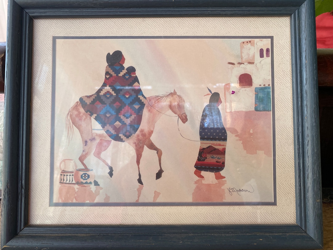 Vintage JC Madden Lithograph: Southwest Indian Family Art, Framed 9x11 ...