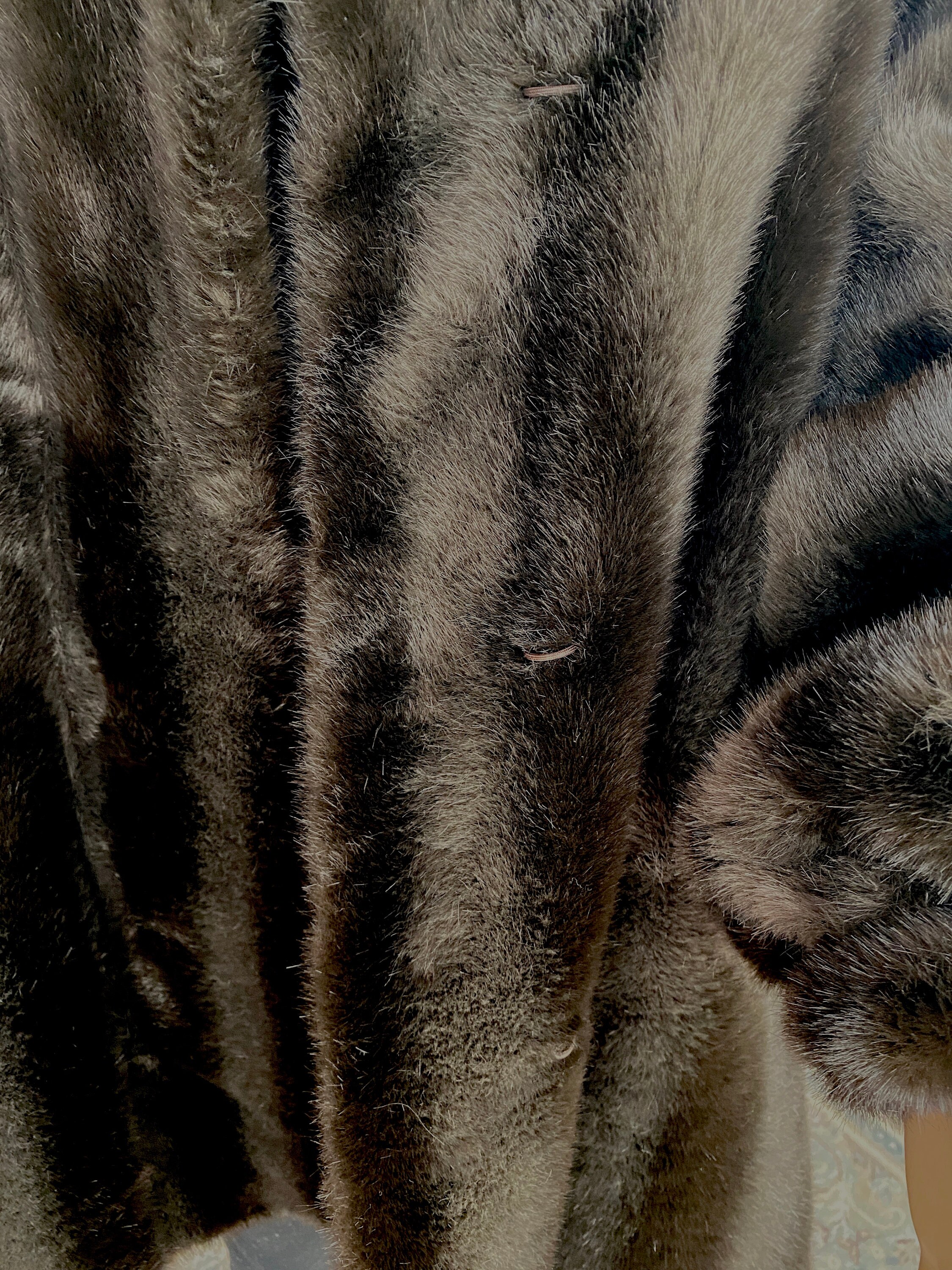 VINTAGE 90'S Faux Dark Mink Fur Mid Length Coat. - Etsy