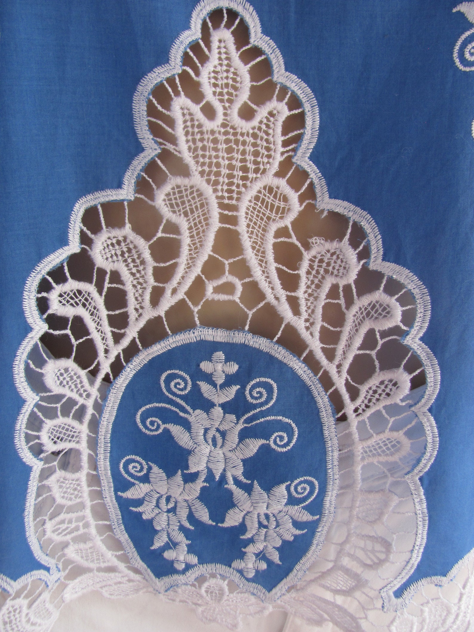 Lovely Cerulean Blue Short Sleeves Blouse With White Lace - Etsy