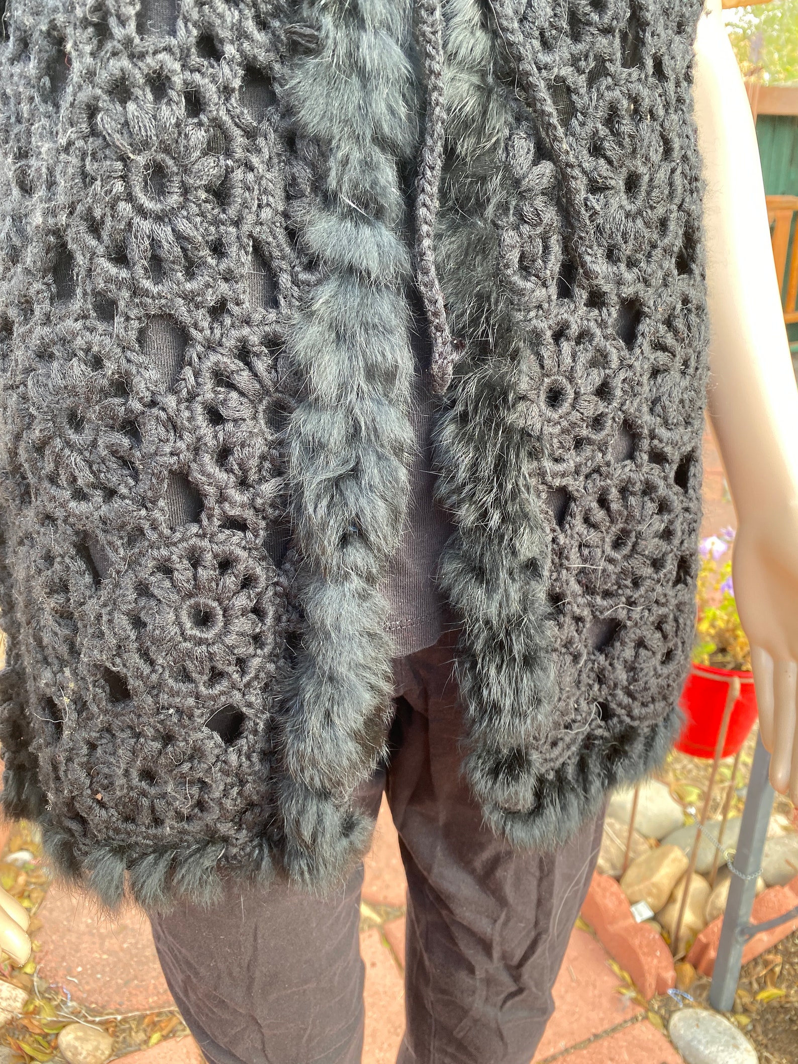 Josephine Chaus Black Long Spin Wheels Knit Bordered in - Etsy