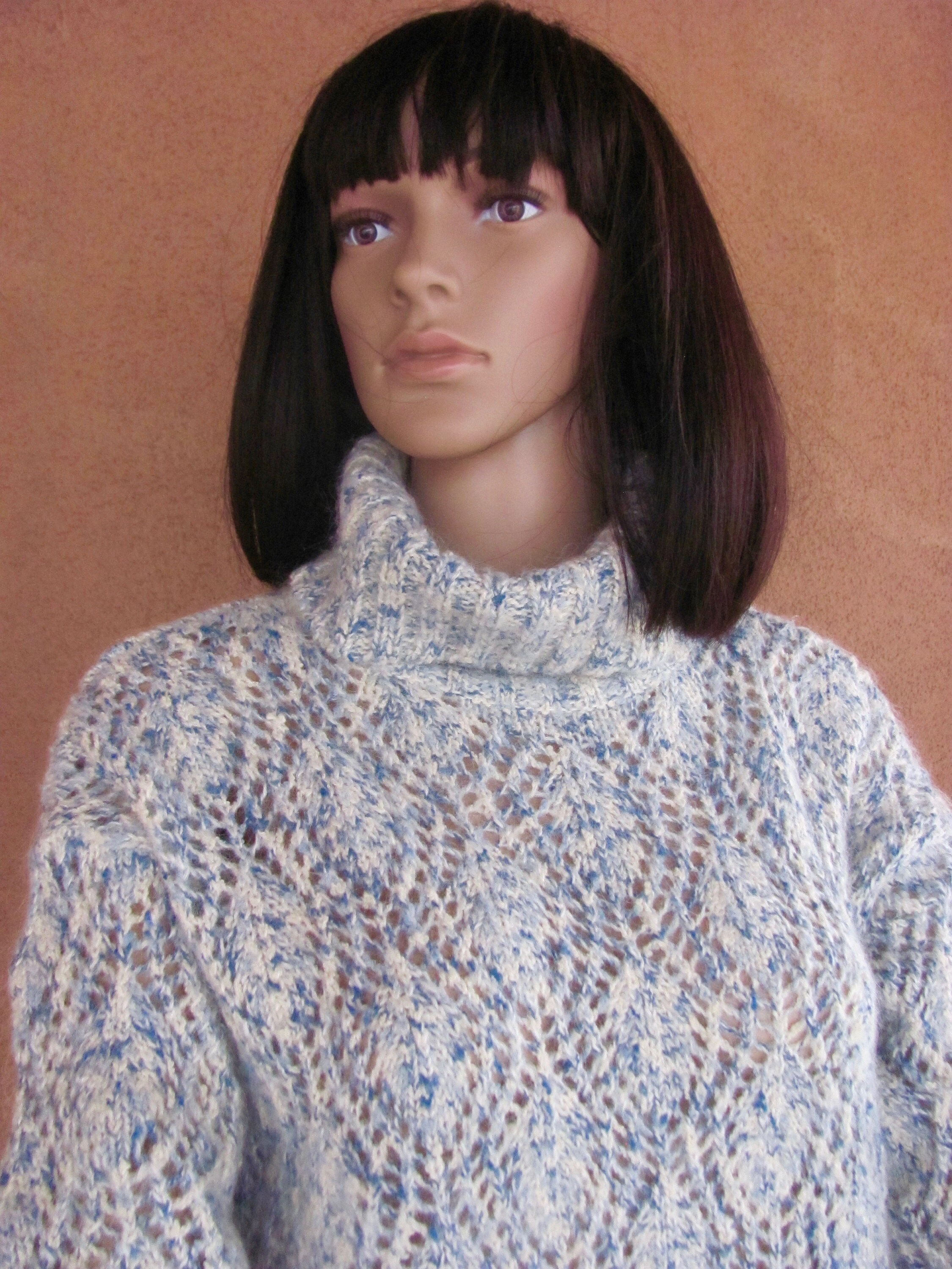 Mohair and Acrylic Ice Blue Knit Pull Over Turtle Neck Sweater - Etsy
