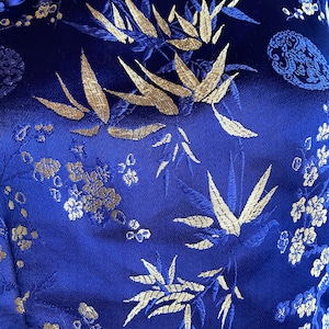 Royal Blue and Gold Chinese/asian Cheongsam Short Satin Jacket / Blouse ...