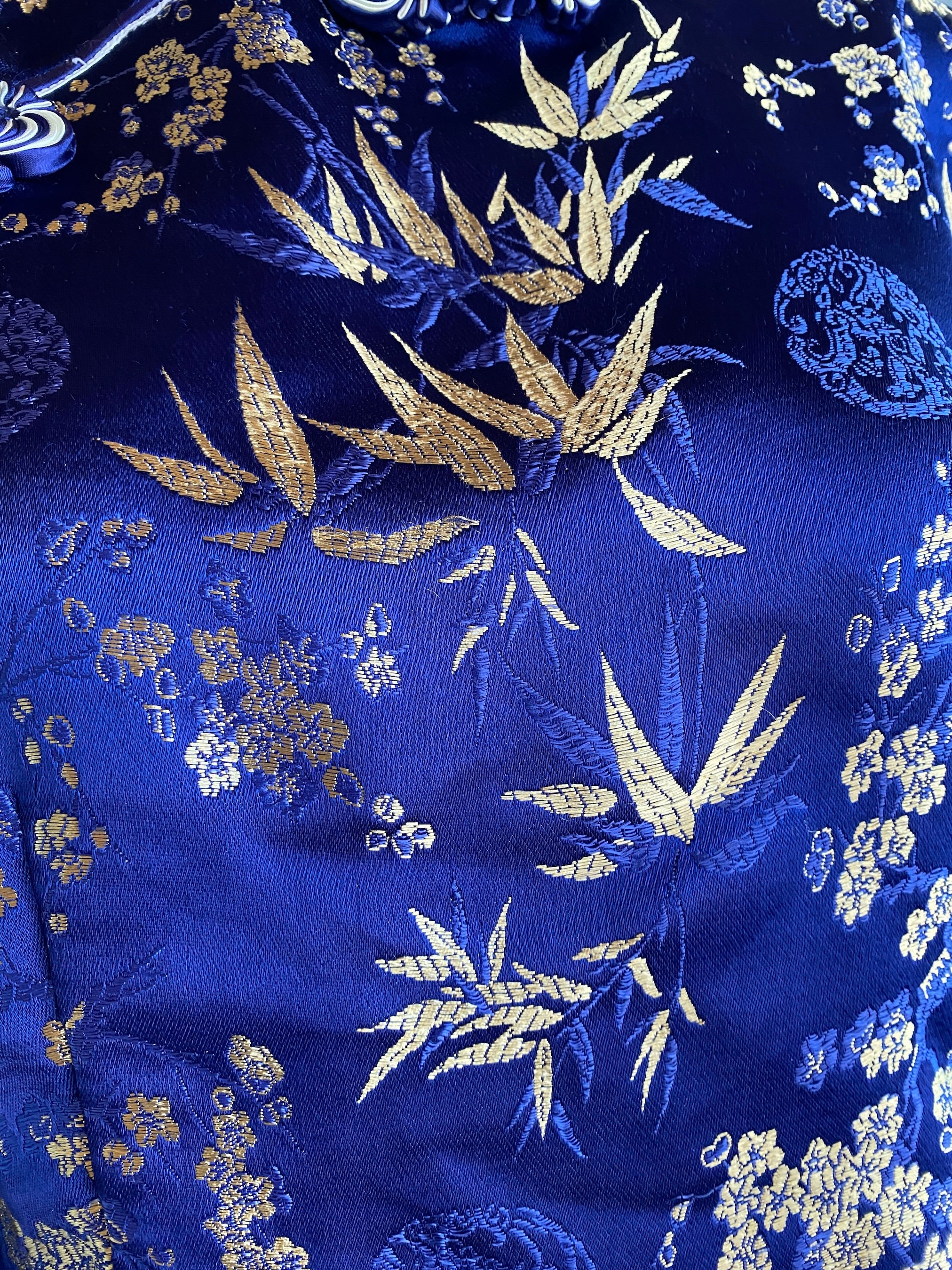 Royal Blue and Gold Chinese/asian Cheongsam Short Satin Jacket / Blouse ...