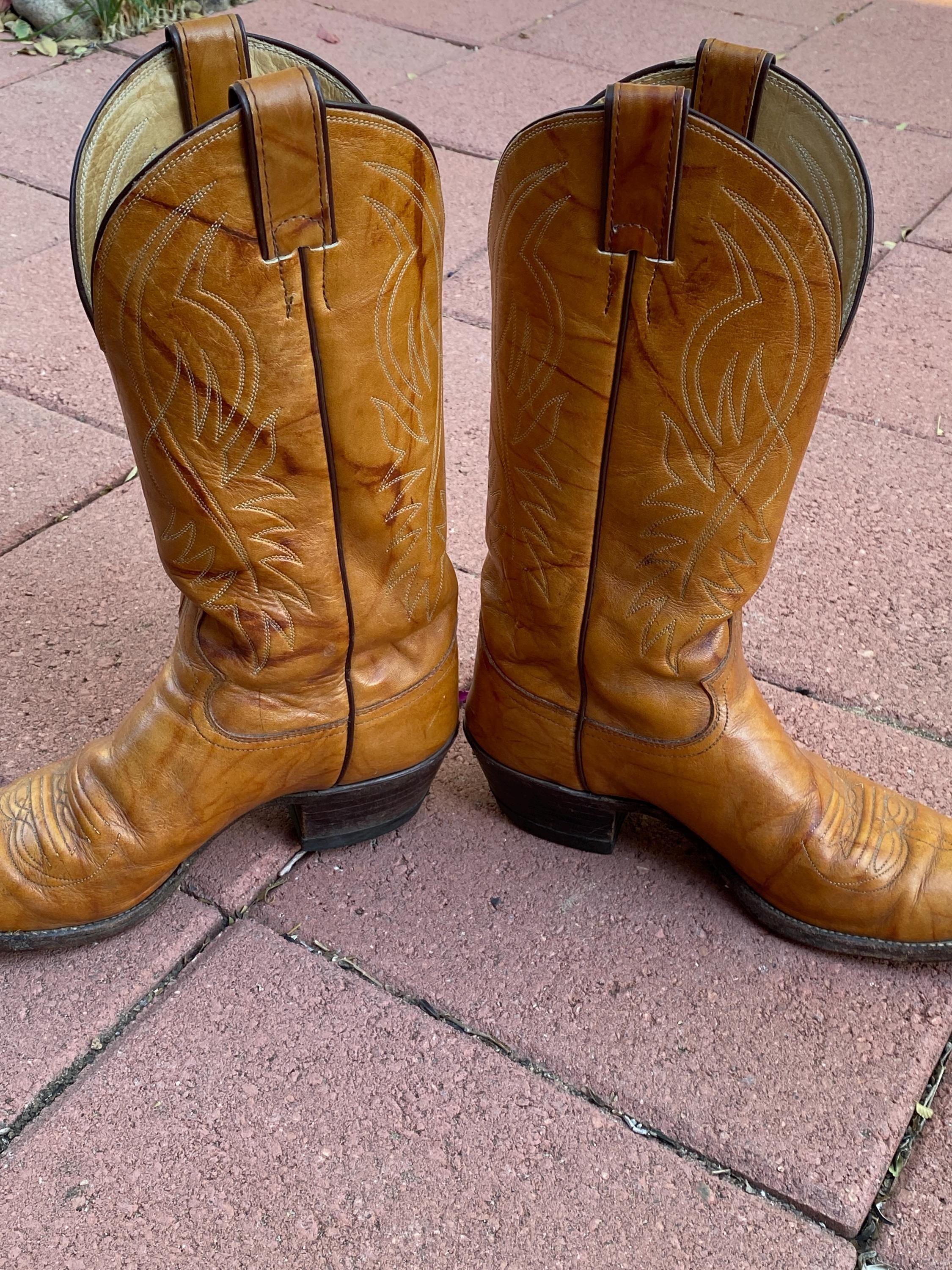 Vintage JUSTIN Cowboy/western Leather Boots. Size 8 D MEN. Caramel ...
