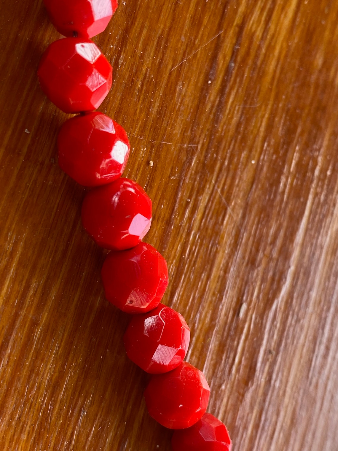 Red Faceted Glass Beads Necklace and Matching Clip Earrings on - Etsy