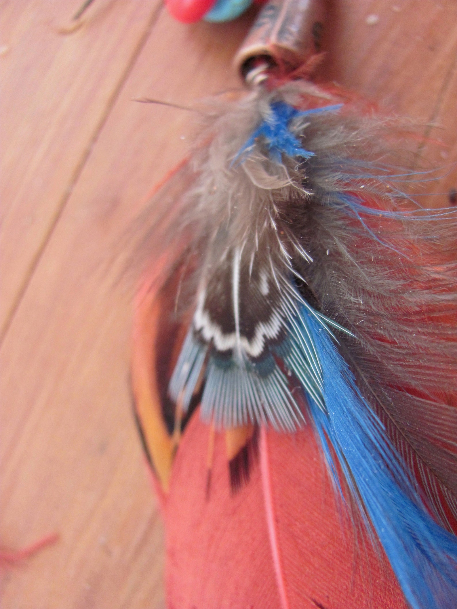 Vintage 1970's Style - Long Double Feathers Dangling Earrings ...