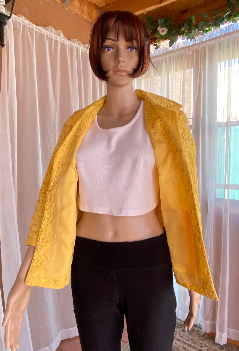 Vintage 60's Inspired - CHICOS'S Canary Yellow Short Jacket With Gold ...