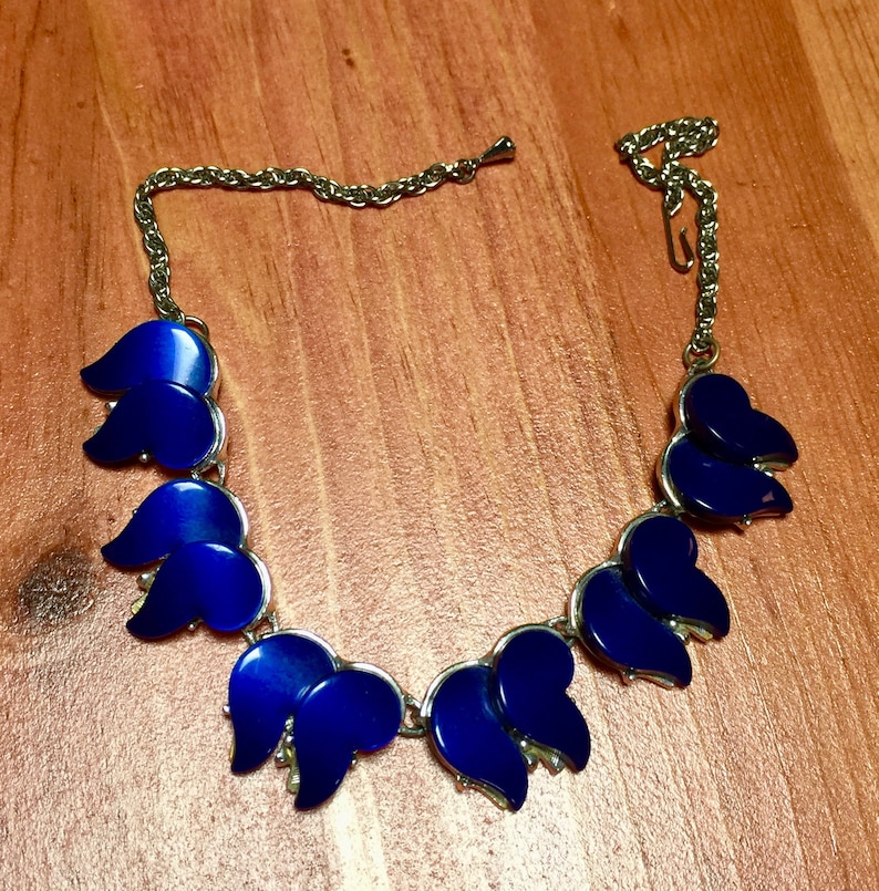 Vintage 1960's Midnight Blue Thermoset Choker Necklace - Etsy