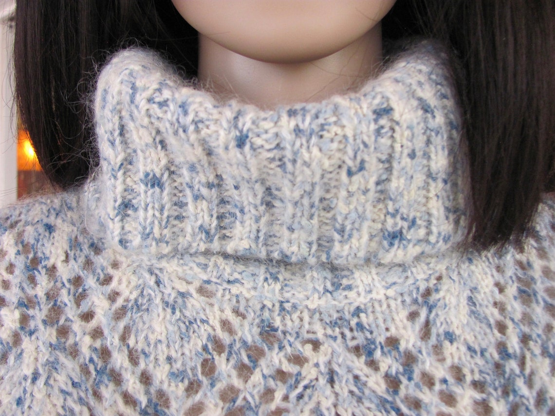 Mohair and Acrylic Ice Blue Knit Pull Over Turtle Neck Sweater - Etsy