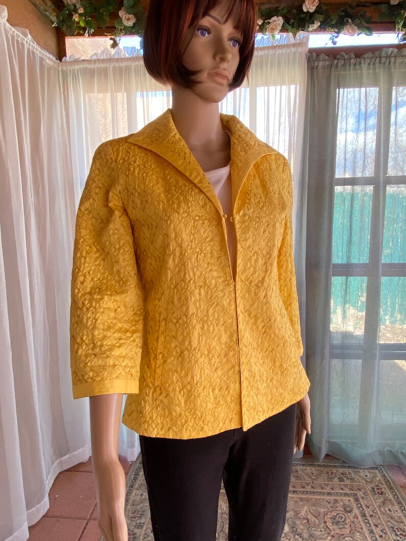 Vintage 60's Inspired - CHICOS'S Canary Yellow Short Jacket With Gold ...