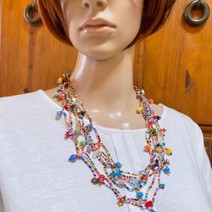 BOHO /hippie Awesome Multi Strands Rainbow Colors Mixed Beads Bib ...
