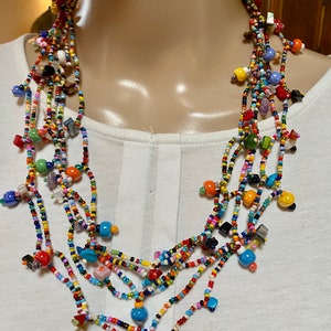 BOHO /hippie Awesome Multi Strands Rainbow Colors Mixed Beads Bib ...