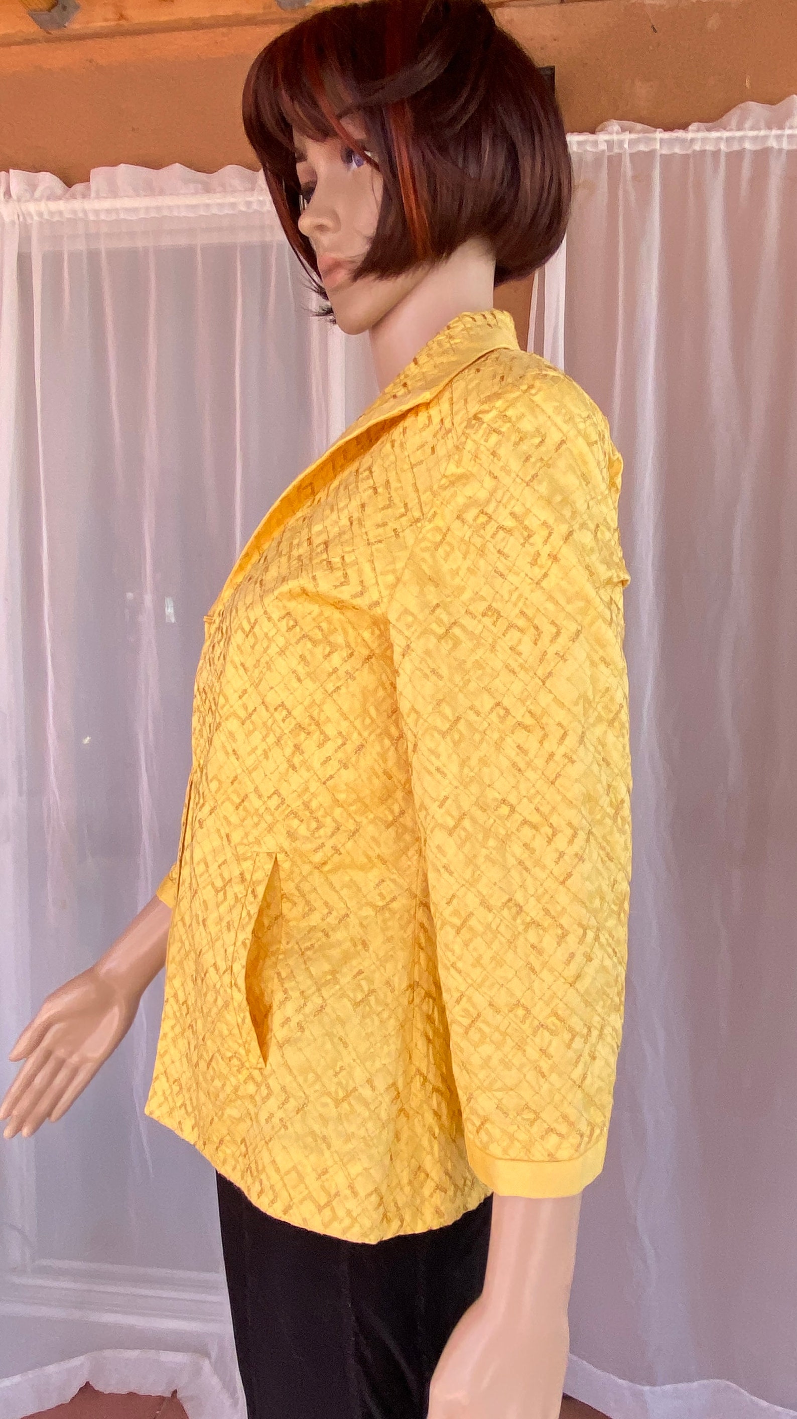 Vintage 60's Inspired - CHICOS'S Canary Yellow Short Jacket With Gold ...