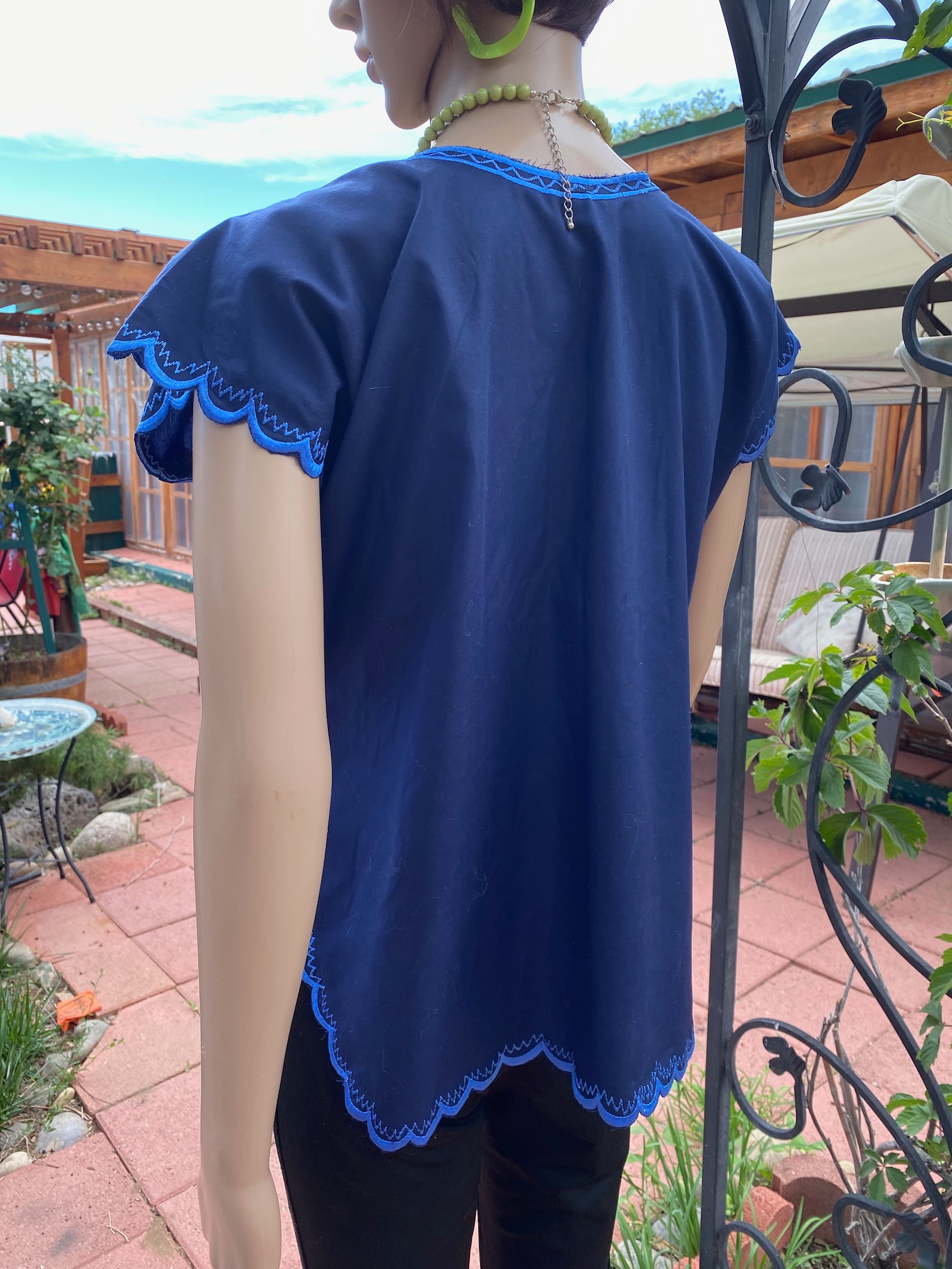 Vintage 80's Sexy Midnight Blue Embroidered Blouse - Etsy