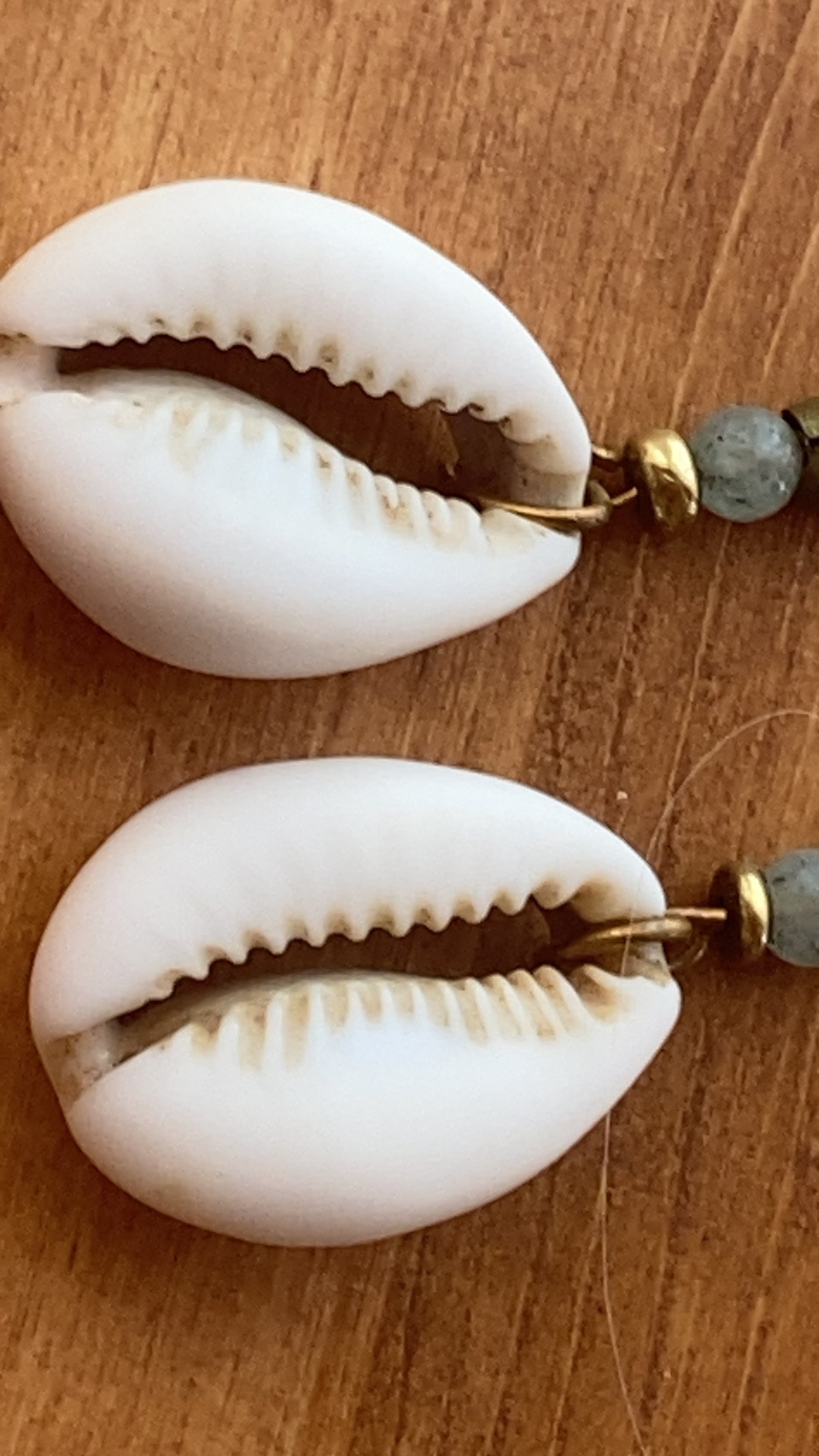 Vintage 70's -boho Hippie Cowrie Shells Dangling Earrings, Glass Beads ...