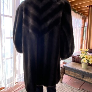 VINTAGE 90'S - Faux Dark Mink Fur Mid Length Coat. Pockets, Collar ...
