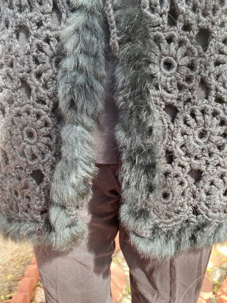 Josephine Chaus Black Long Spin Wheels Knit Bordered in - Etsy