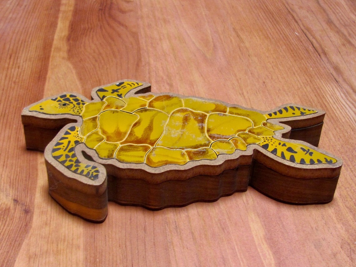 Turtle Lacquered Wooden Box to Store Jewelry Letters Knic - Etsy