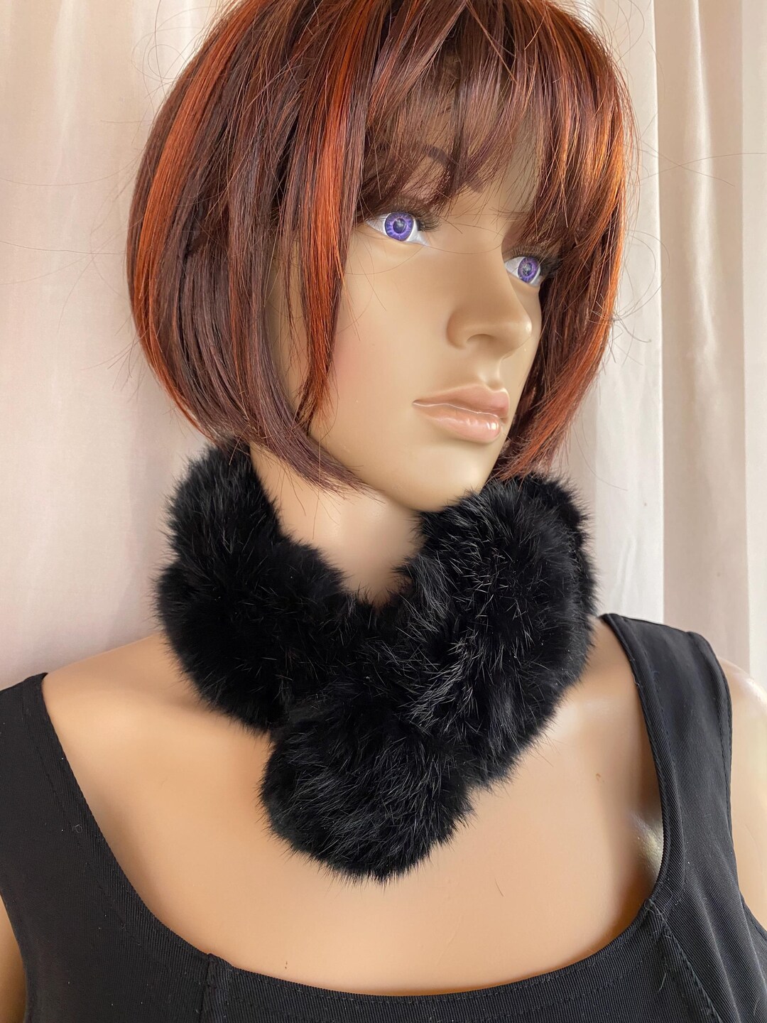 Neck Wrap Neck Warmer Rabbit Fur Neck Collar Fur Collar With Adjustable ...