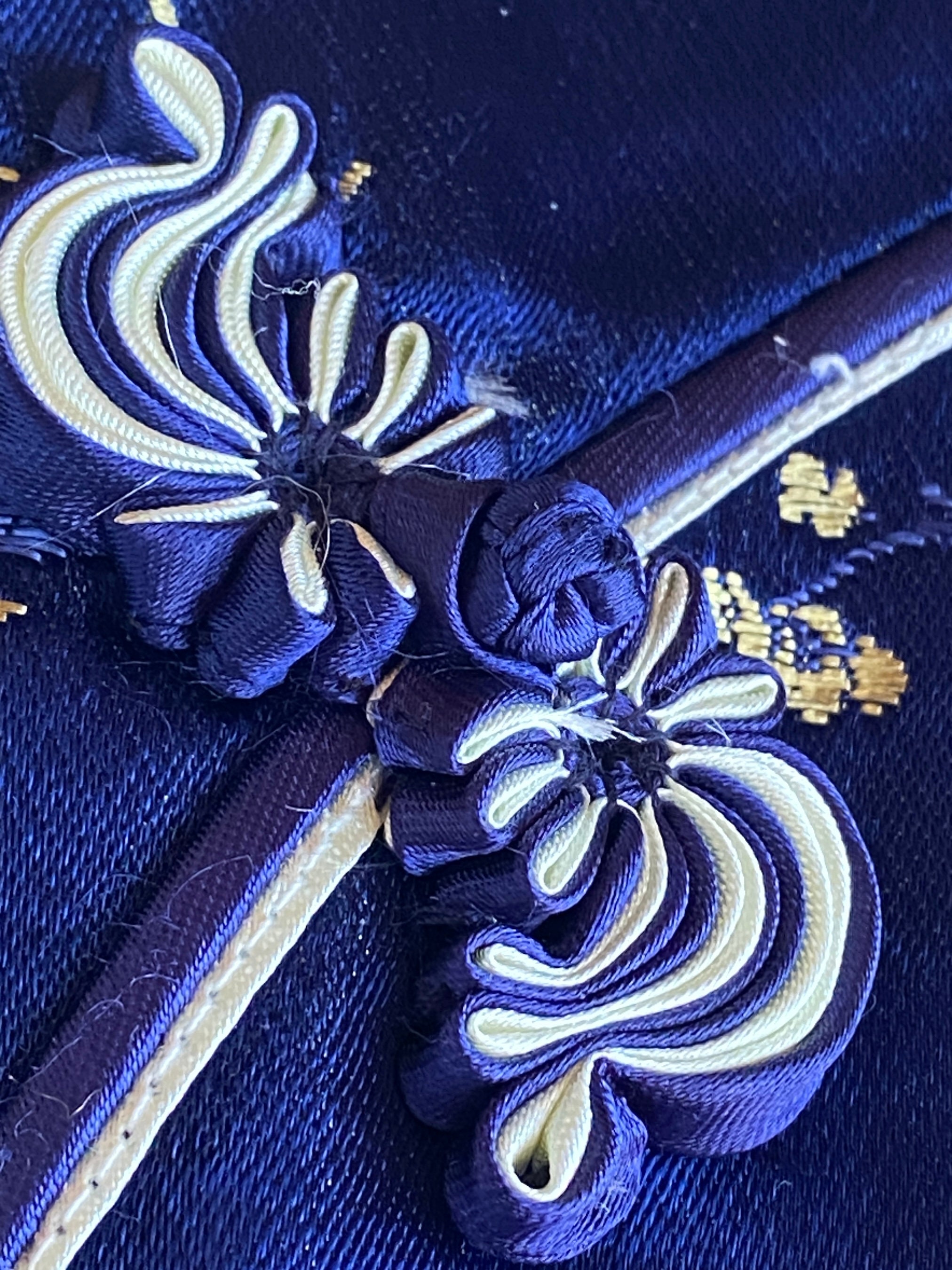 Royal Blue and Gold Chinese/asian Cheongsam Short Satin Jacket / Blouse ...