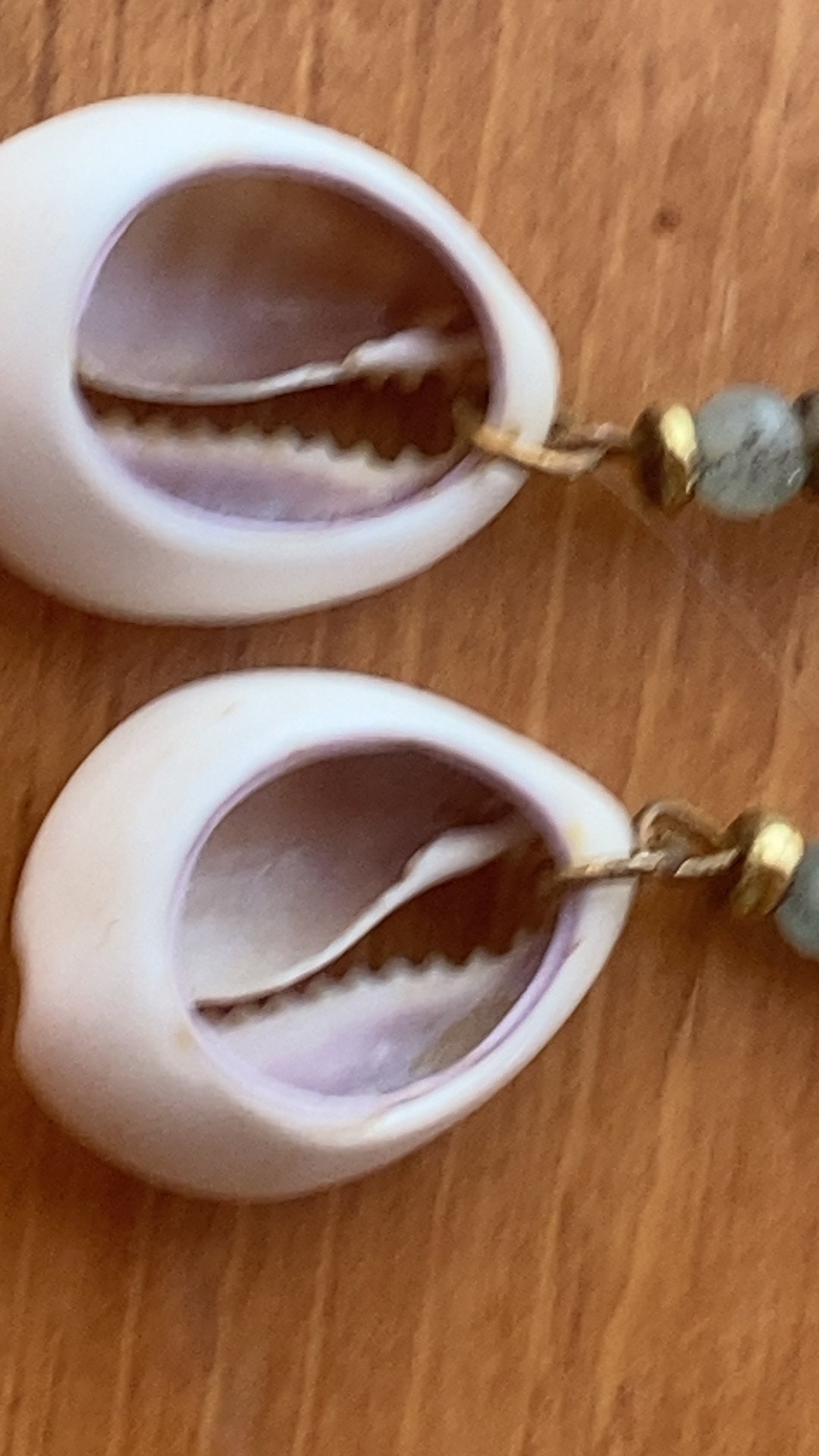 Vintage 70's -boho Hippie Cowrie Shells Dangling Earrings, Glass Beads ...