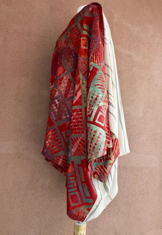 Rust and Brown Rayon Jacket withSide Panels and Wide… - Gem