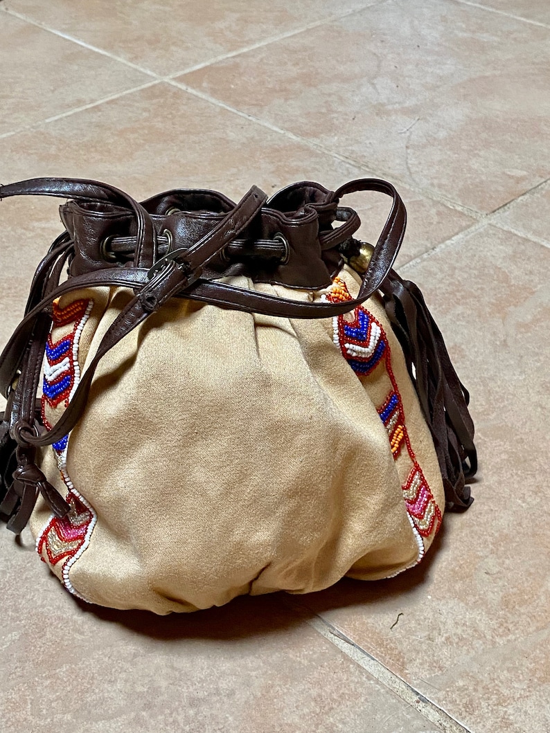 Vintage 70's Beaded Draw String Pouch Handbag/ - Etsy