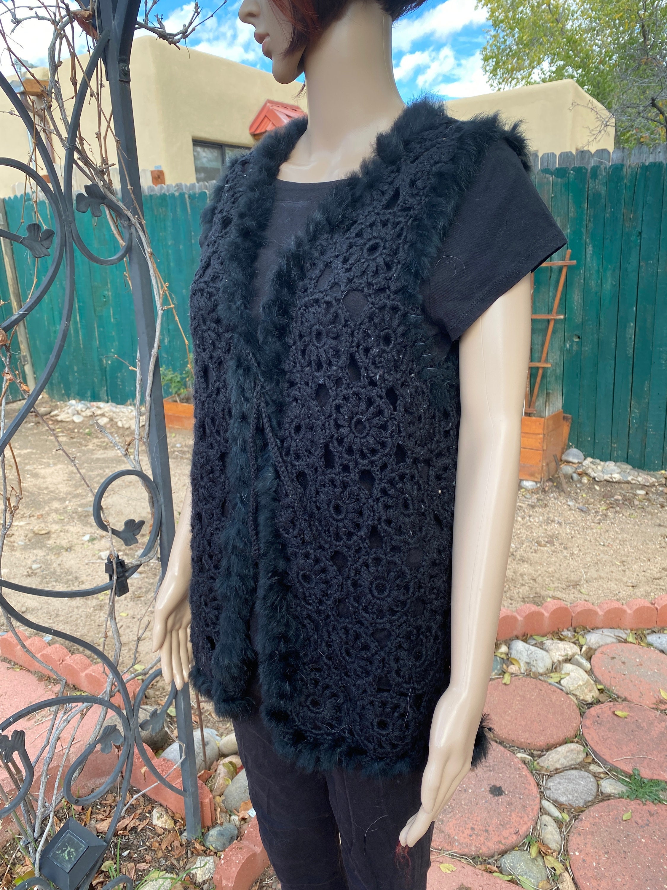 Josephine Chaus Black Long Spin Wheels Knit Bordered in - Etsy