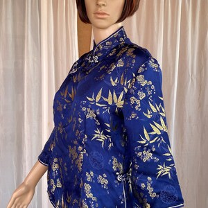 Royal Blue and Gold Chinese/asian Cheongsam Short Satin Jacket / Blouse ...
