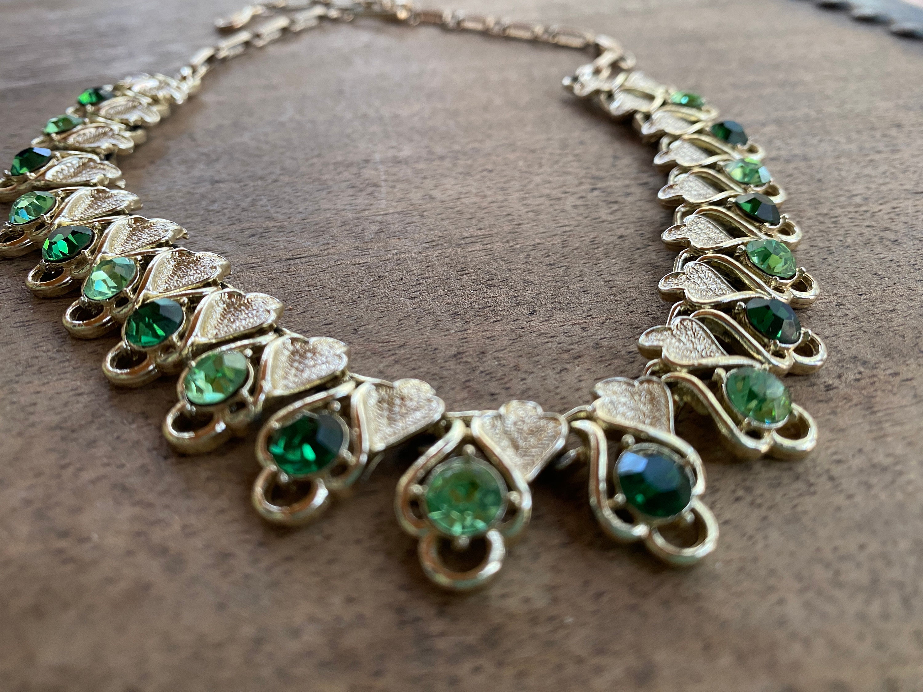Vintage Green Rhinestone Necklace