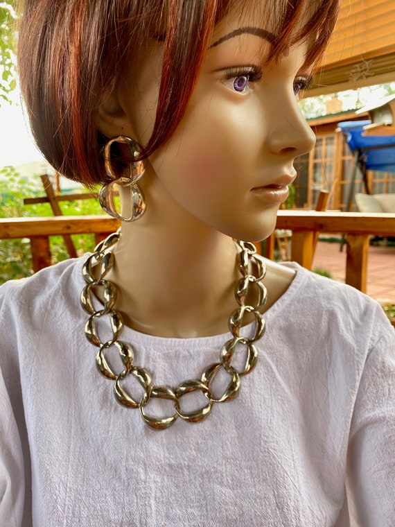 Vintage 80's Chain Link Infinity Silver Metal Necklace - Etsy