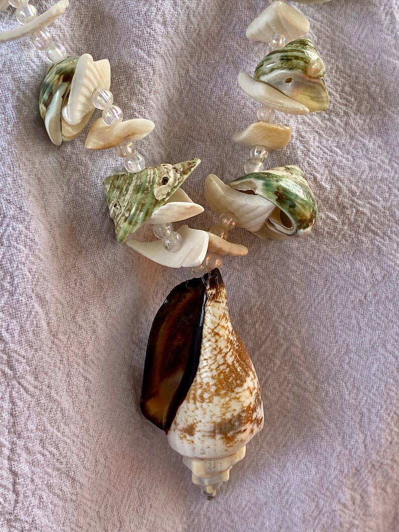 Vintage 70's Boho/hippie Long Drop Shell Necklace With - Etsy