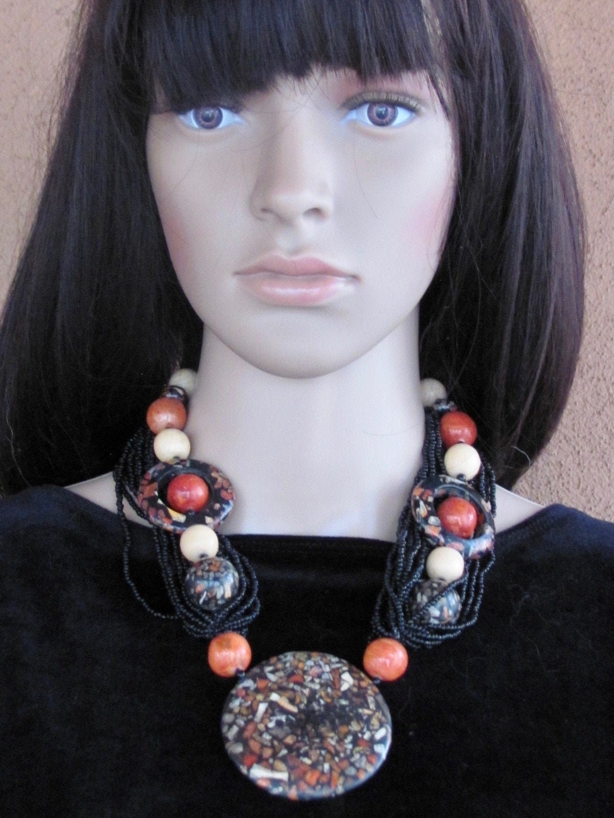 Vintage 80s Statement Bib Necklace Multi Strands Etsy