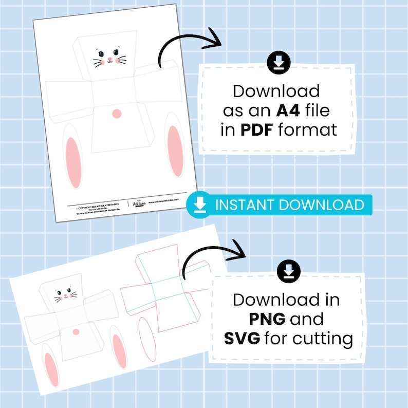 Printable Easter Basket Template – Bunny Paper Craft for Kids, DIY ...