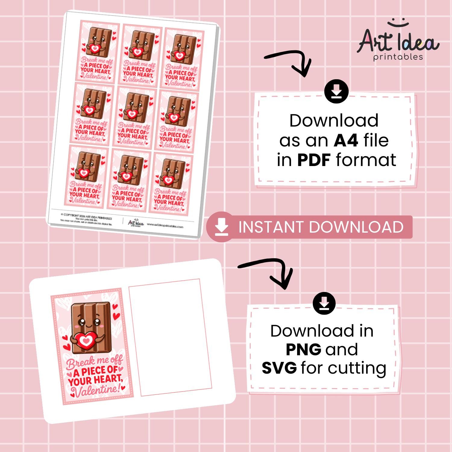 Valentine Chocolate Tag Printable | Kitkat & Candy Bar Wrapper | Kawaii ...