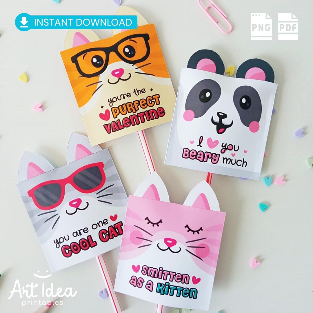 Printable Animal Lollipop Valentine's Day Covers | Kids Classroom ...