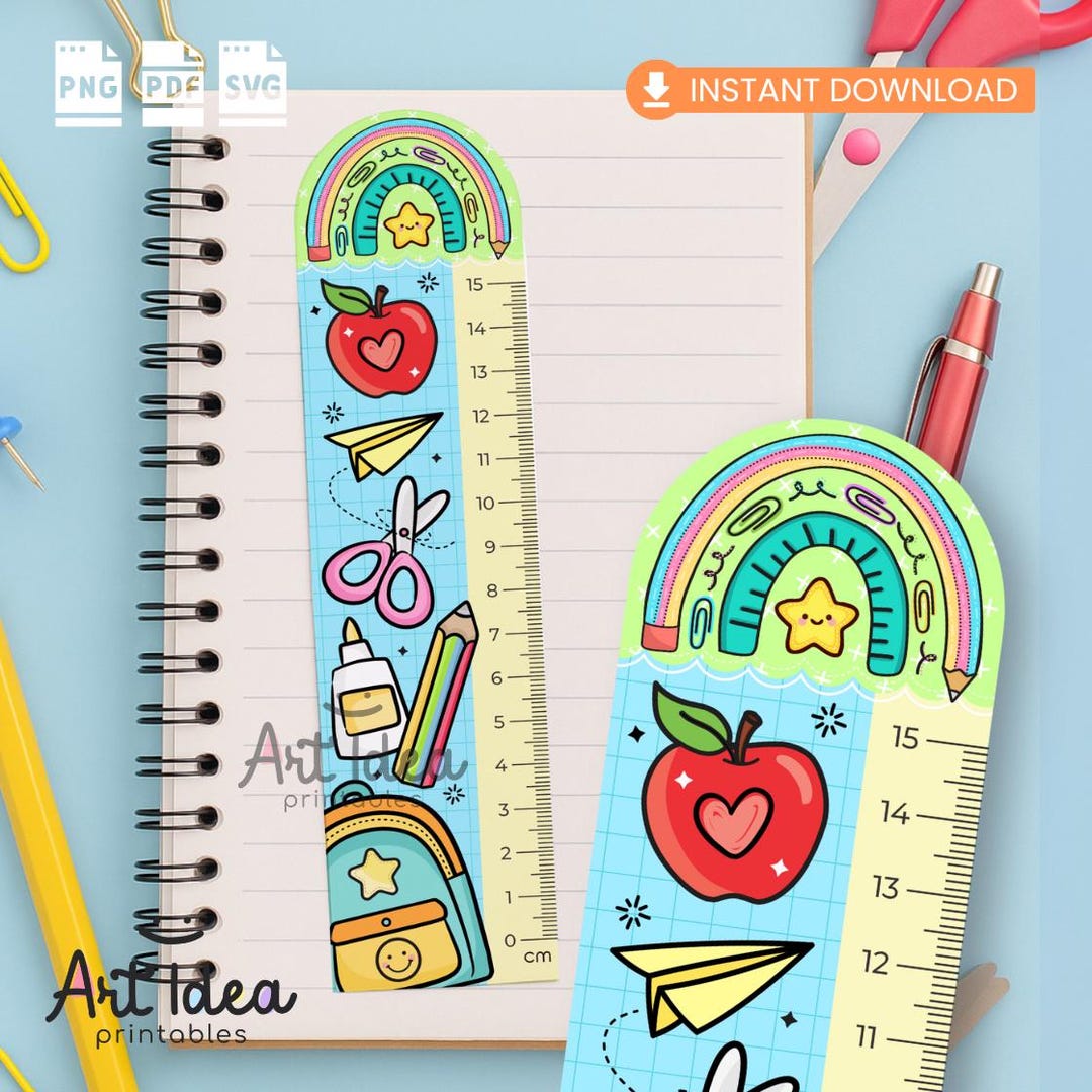 Rainbow Ruler Bookmark | Back to School Student Gift (digital Download ...