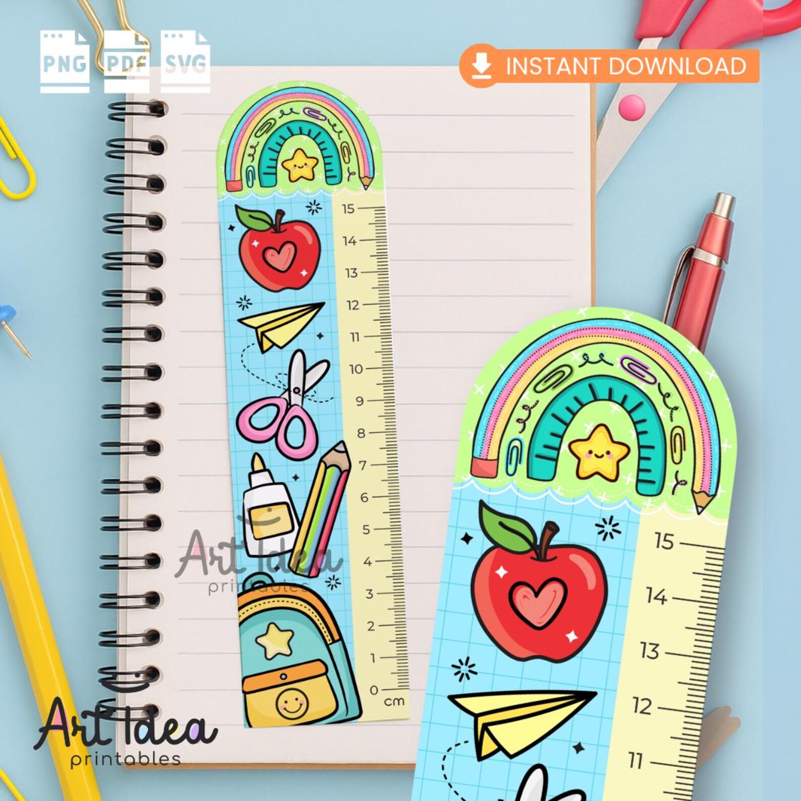 Rainbow Ruler Bookmark | Back to School Student Gift (digital Download ...