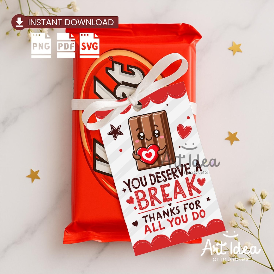 Kitkat Thank You Tag – Appreciation Gift Label (digital Download) - Etsy