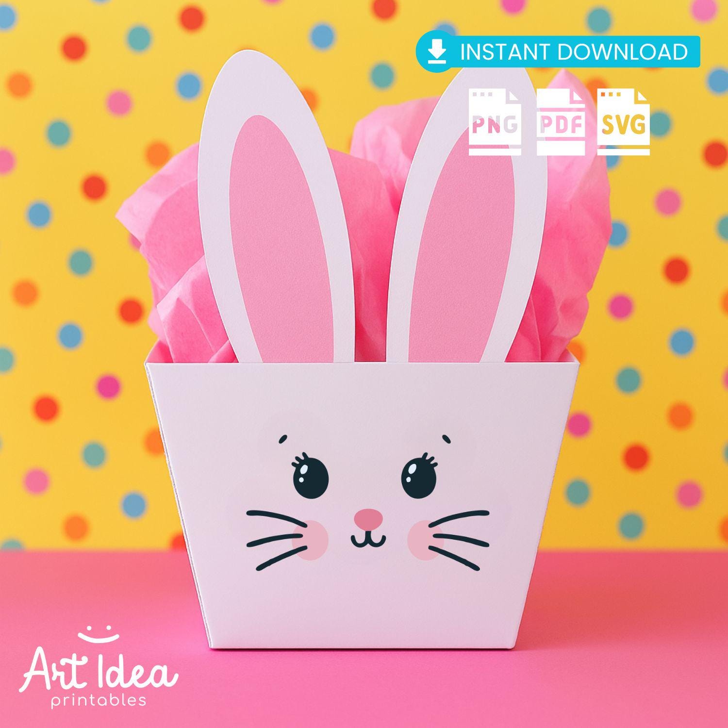 Printable Easter Basket Template – Bunny Paper Craft for Kids, DIY ...