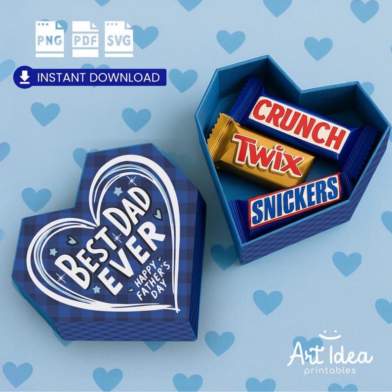 Father’s Day Heart Candy Box | Best Dad Ever Printable Gift Box | DIY ...