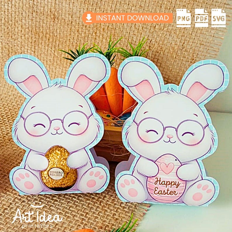 Easter Bunny Chocolate Holder, Printable Easter Treats for Kids, Candy ...