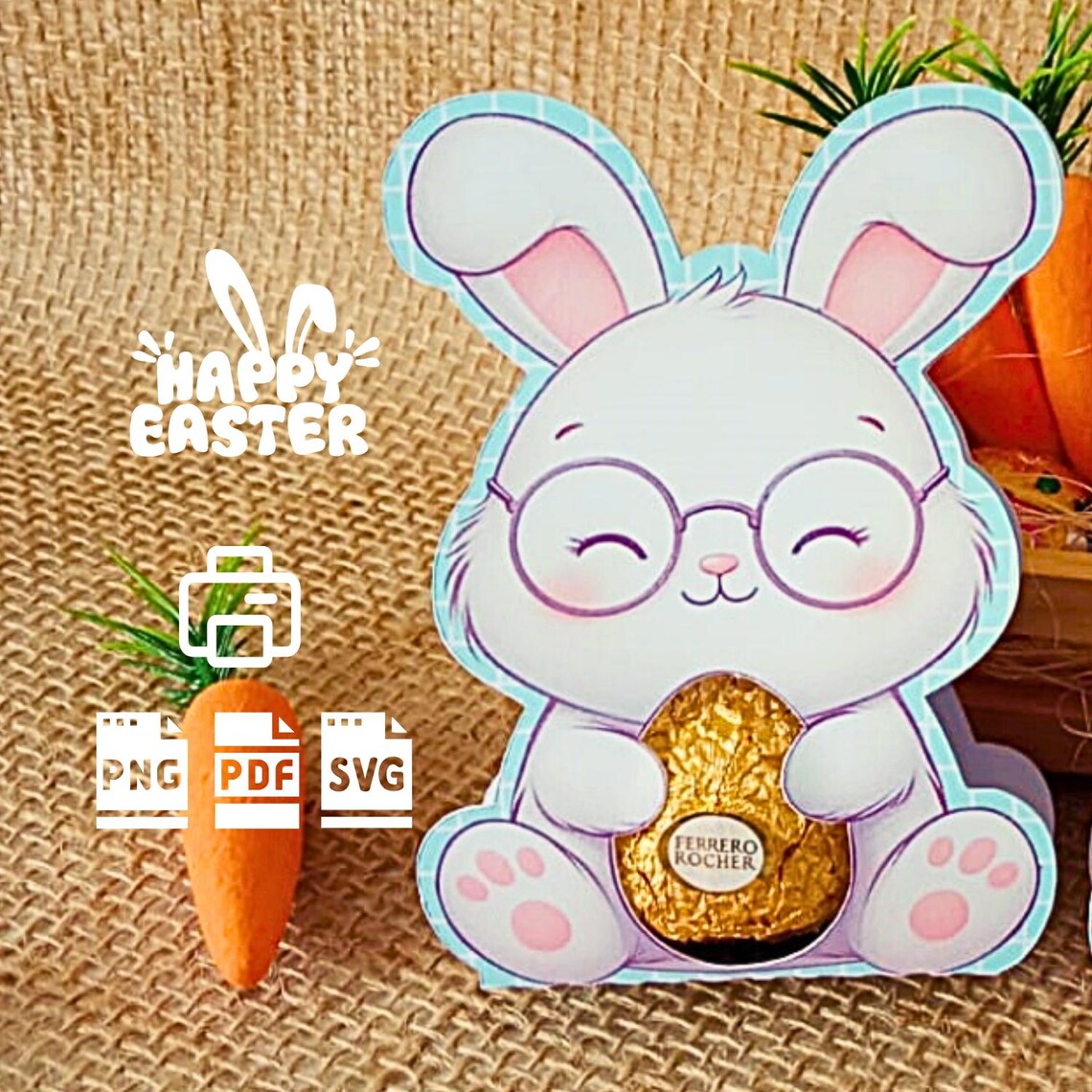 Easter Bunny Chocolate Holder, Printable Easter Treats for Kids, Candy ...