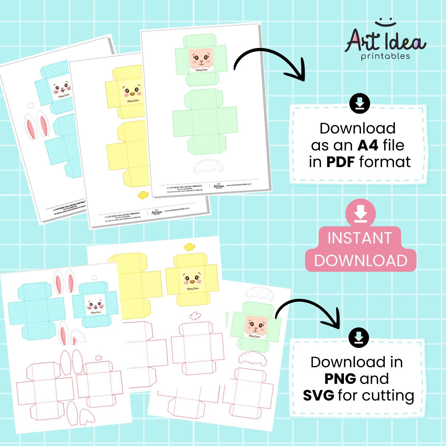 Easter Treat Box Pack | 3 Easter Printable Favor Boxes | Bunny Lamb ...