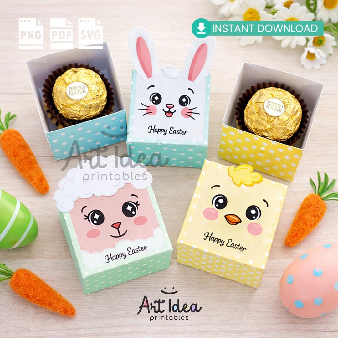 Easter Treat Box Pack | 3 Easter Printable Favor Boxes | Bunny Lamb ...