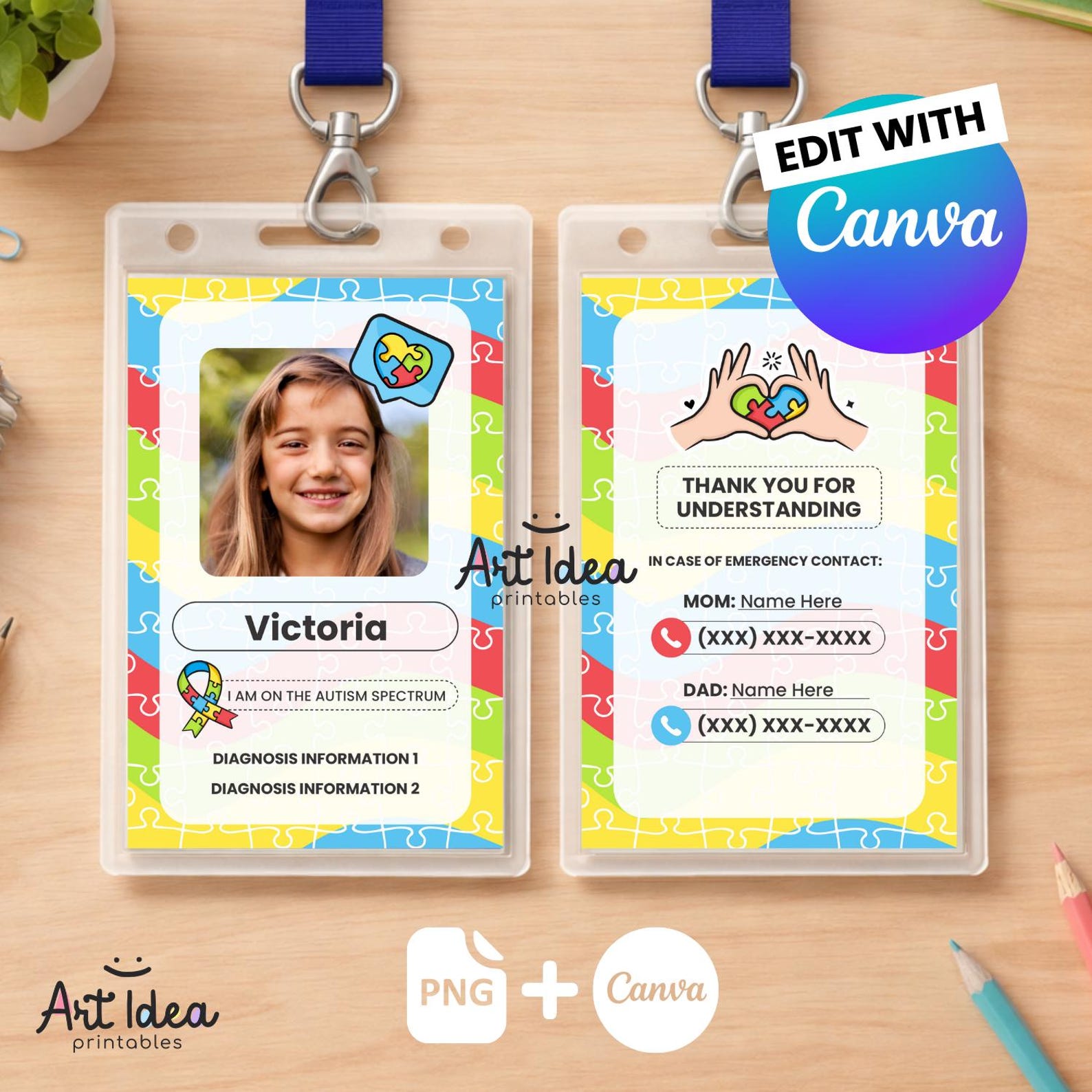 Autism ID Card Model 1 | Thank You for Understanding Phrase | Editable ...