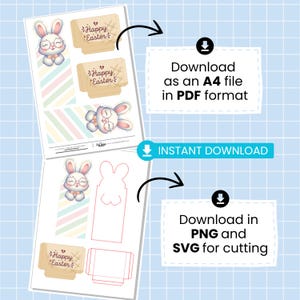 Easter Bunny Chocolate Holder, Printable Candy Gift Tag (instant ...