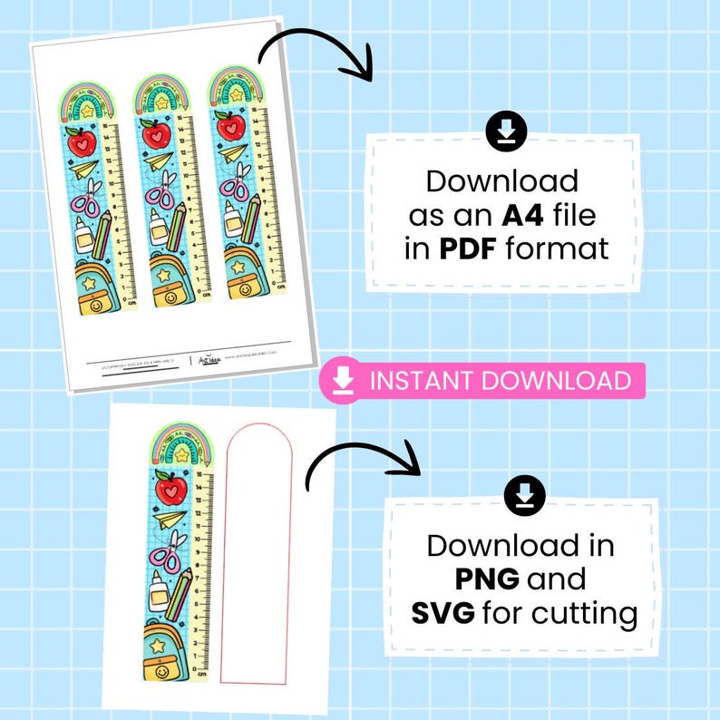 Rainbow Ruler Bookmark | Back to School Student Gift (digital Download ...